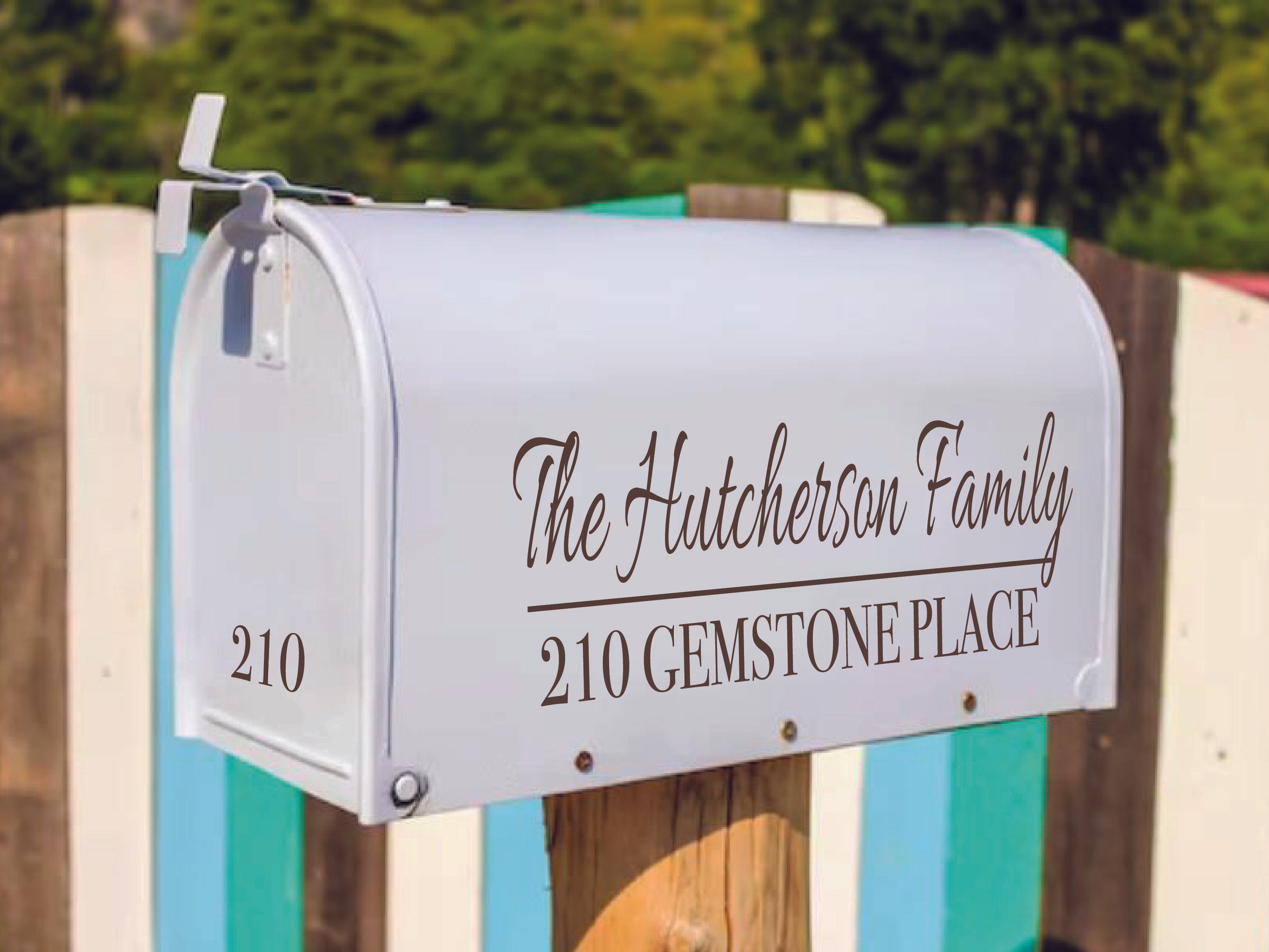 Stylish Script Mailbox Decal - Personalize with Your Details