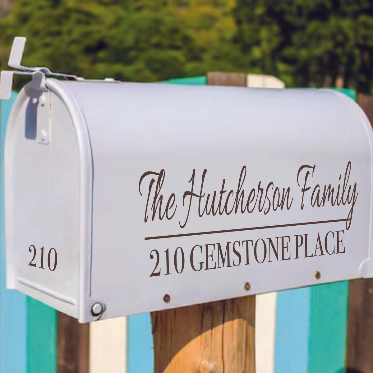 Stylish Script Mailbox Decal - Personalize with Your Details