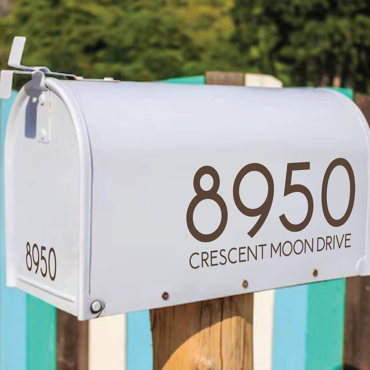 Modern Block Mailbox Decal | Custom Vinyl Address Numbers