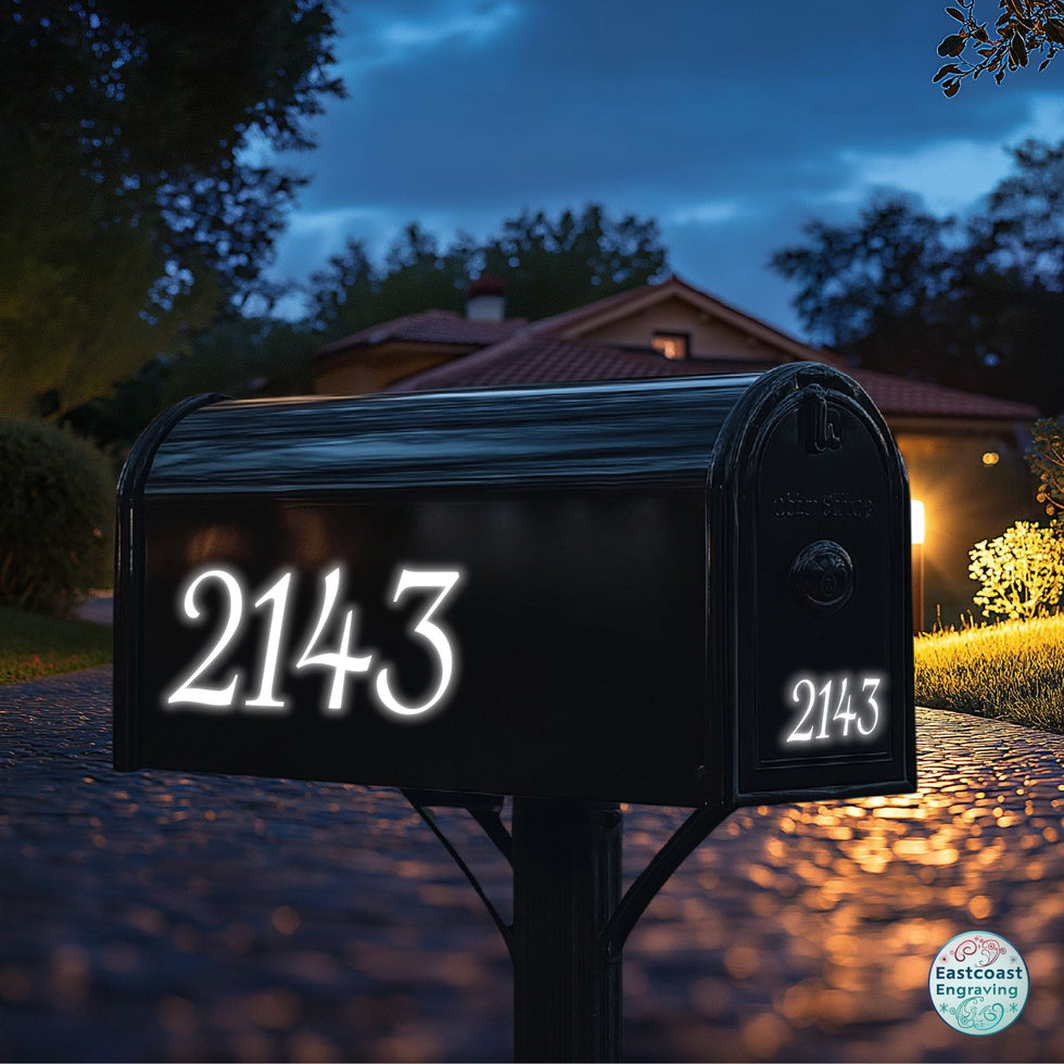 Reflective Mailbox Numbers, Custom Mailbox Decals & Engraved Tags