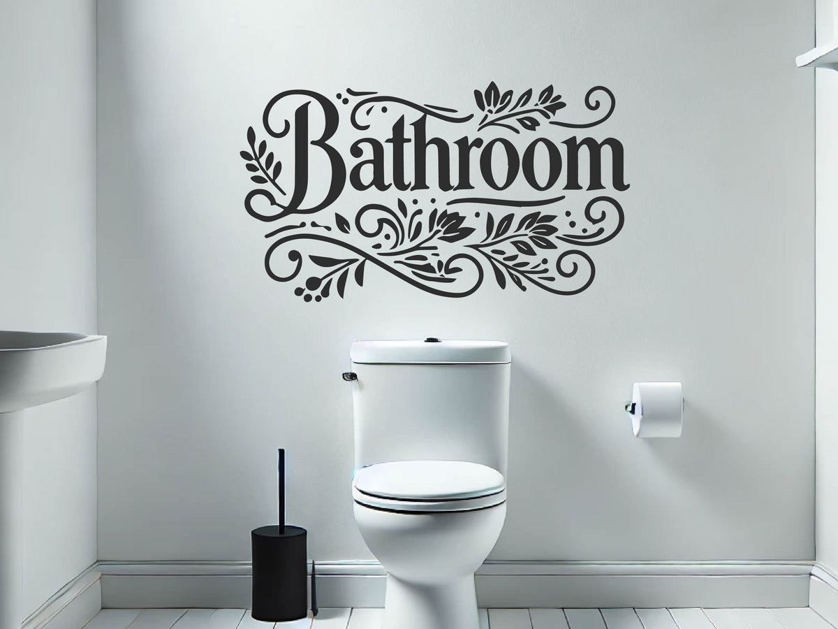 Floral Bathroom Wall Decal | Flower Vinyl Sticker - 3 Sizes Available ...