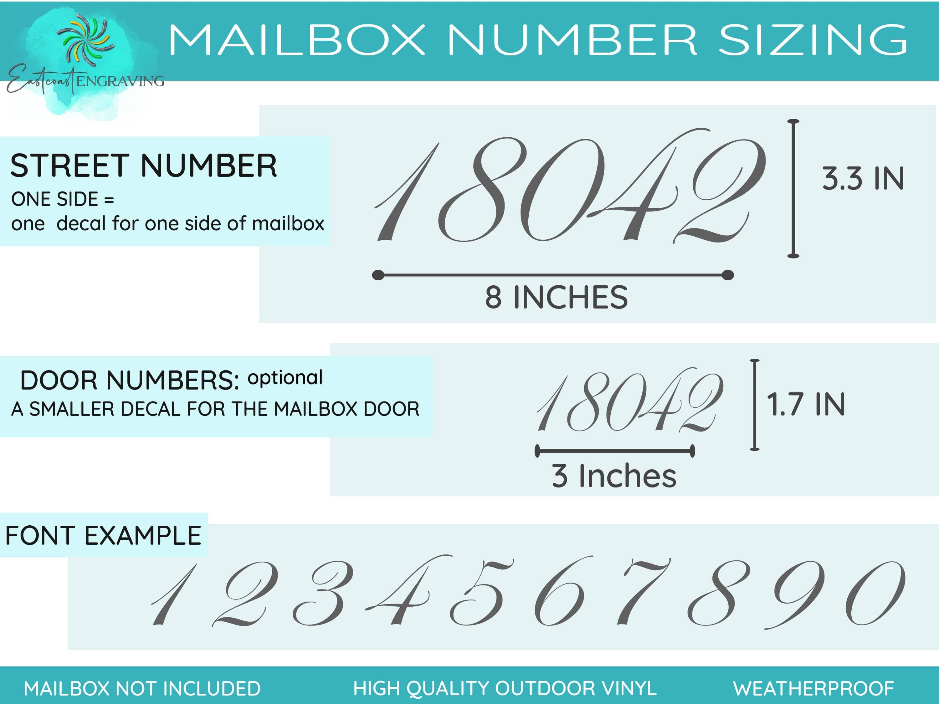 Elegant Script Mailbox Numbers Decal | Quick Ship